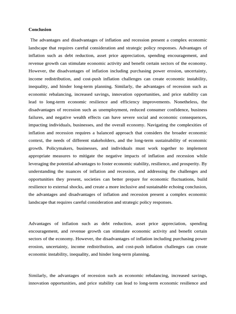 Advantages and Disadvantages of Inflation and Recession | PDF ...
