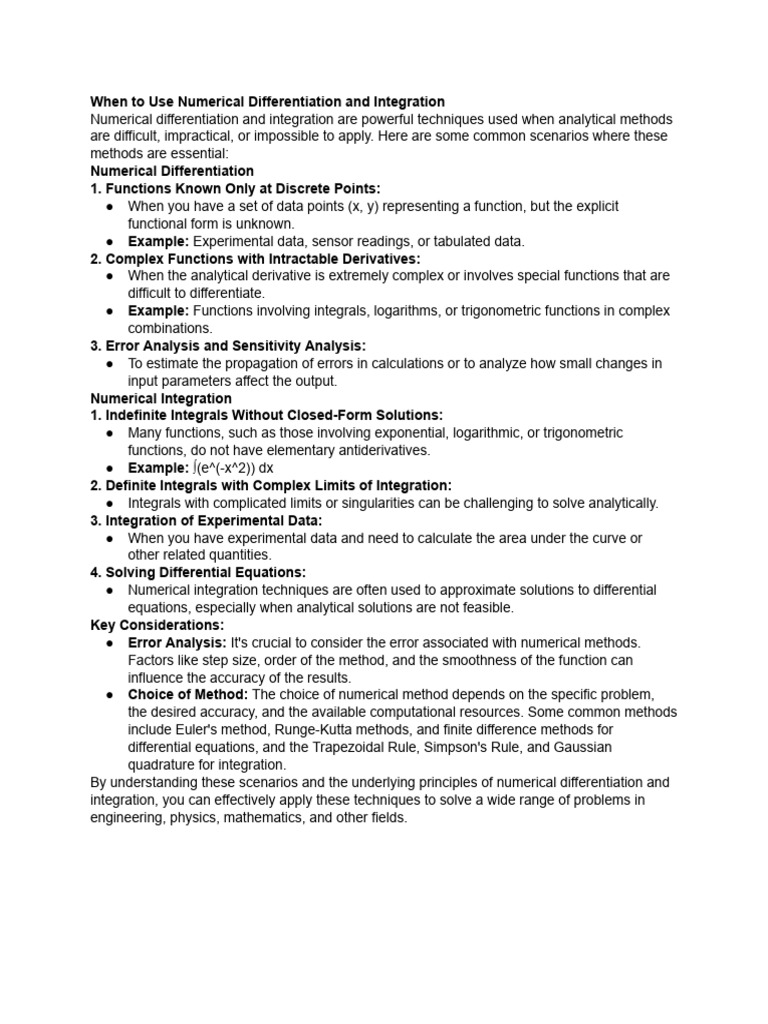 Numerical Differentiation & Integration Guide | PDF | Integral | Numerical Analysis