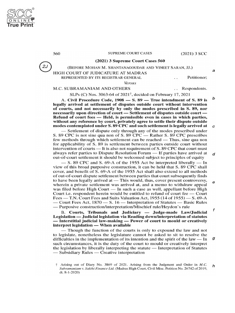 (2021) 3 SCC 560 | PDF | National Supreme Courts | Supreme Court Of The ...