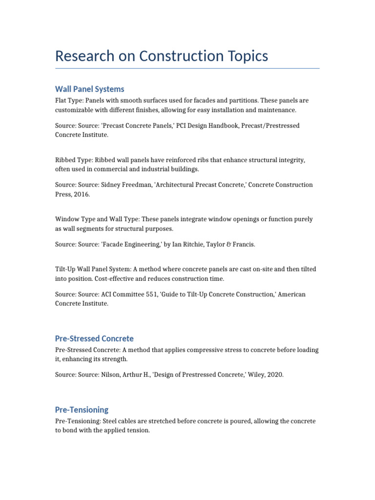 Research On Construction Topics | PDF | Prestressed Concrete | Concrete