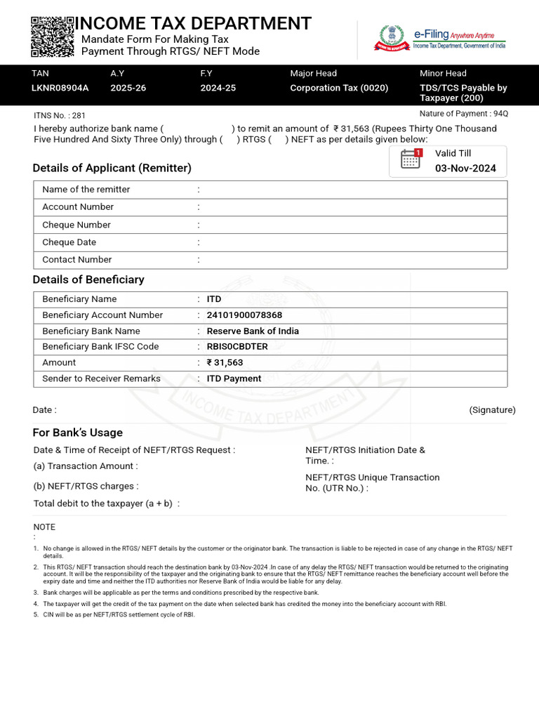 MandateForm | PDF | Government Finances | Personal Finance