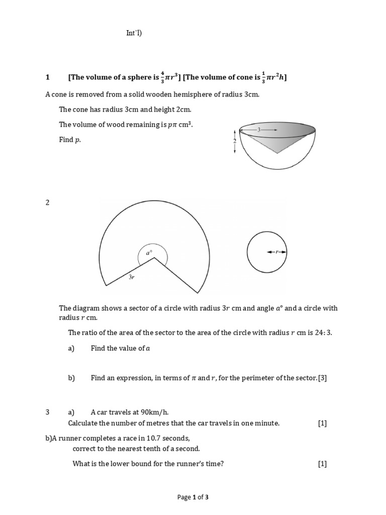 Math-D Mid IX P1 Sam Upload | PDF