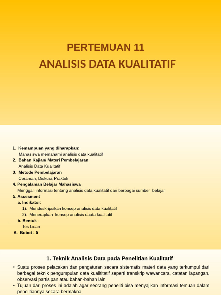 Pertemuan 11 Analisis Data Kualitatif | PDF