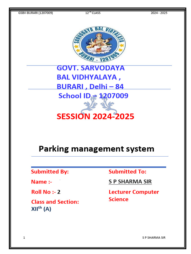 Class 12 Cs Project Parking Management System... | PDF | Parking ...