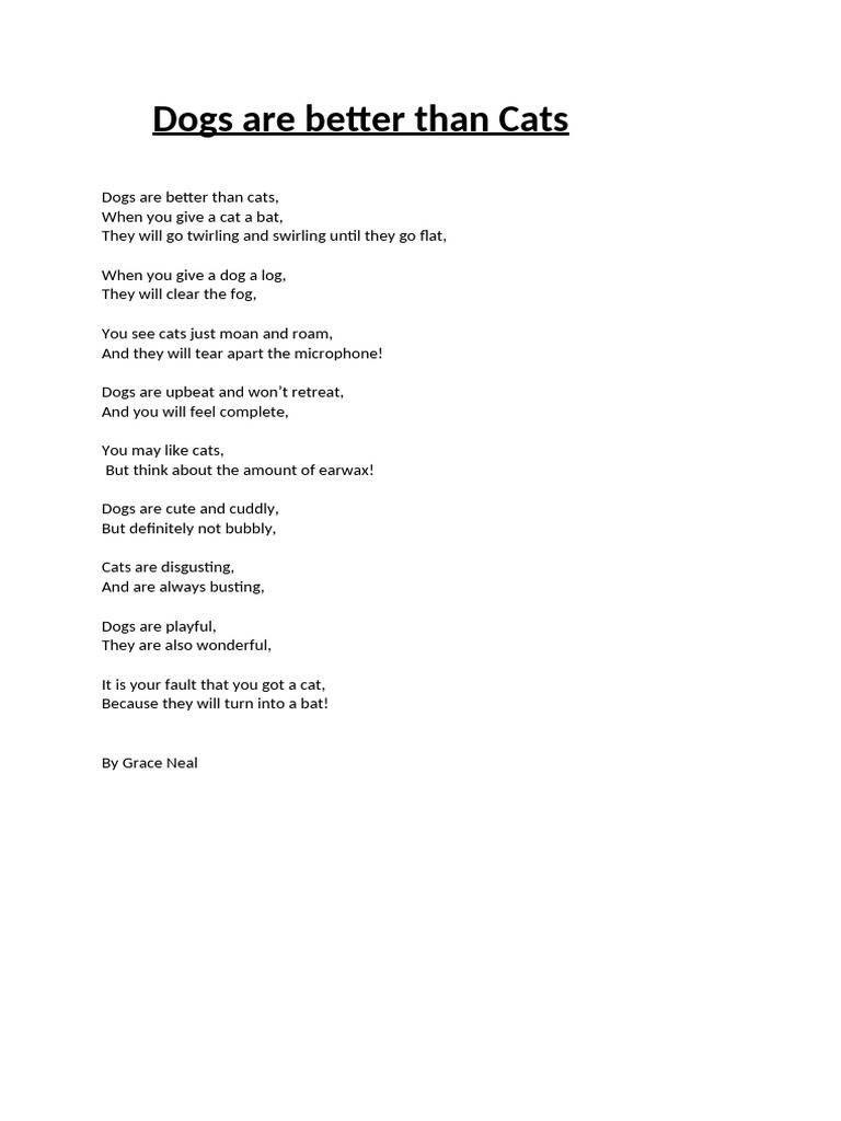 Dogs vs. Cats: A Playful Poem | PDF