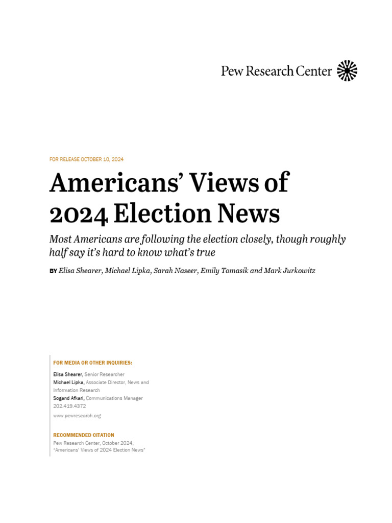 Americans' Views on 2024 Election News | PDF | Democratic Party (United ...