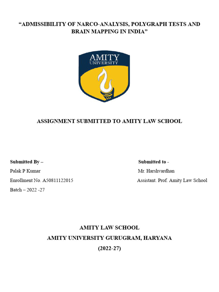 Palak P Kumar - B.A LL.B (H) - 5th Sem - Evidence Assignment | PDF | Fifth Amendment To The ...