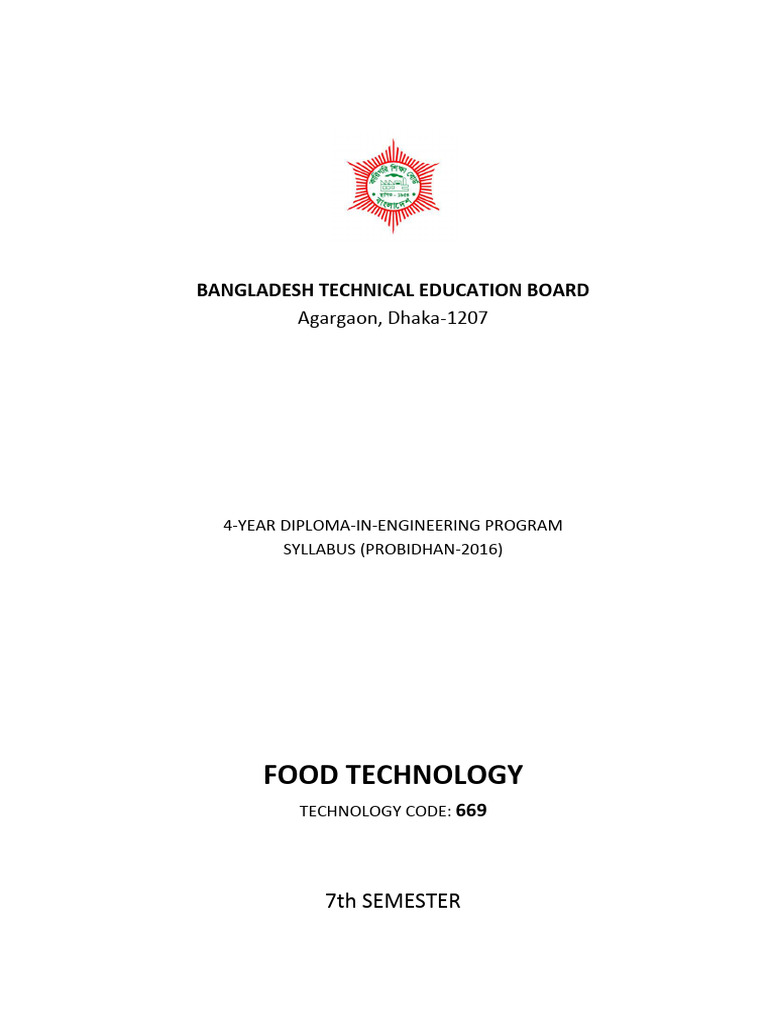 Syllebus-669 Food Technology 7th Sem | PDF | Filtration | Confectionery