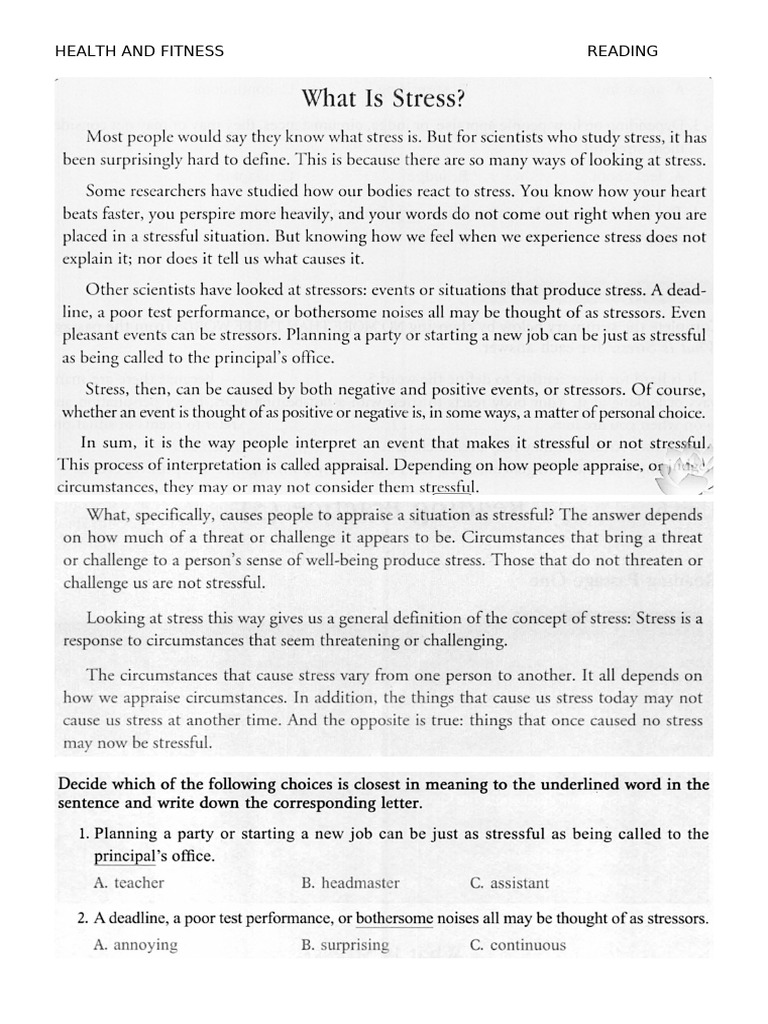 Reading 1 | PDF | Self-Improvement | Wellness