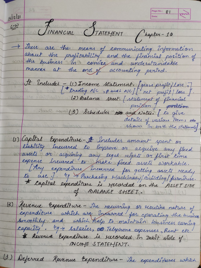 Financial Statements Class-11 | PDF