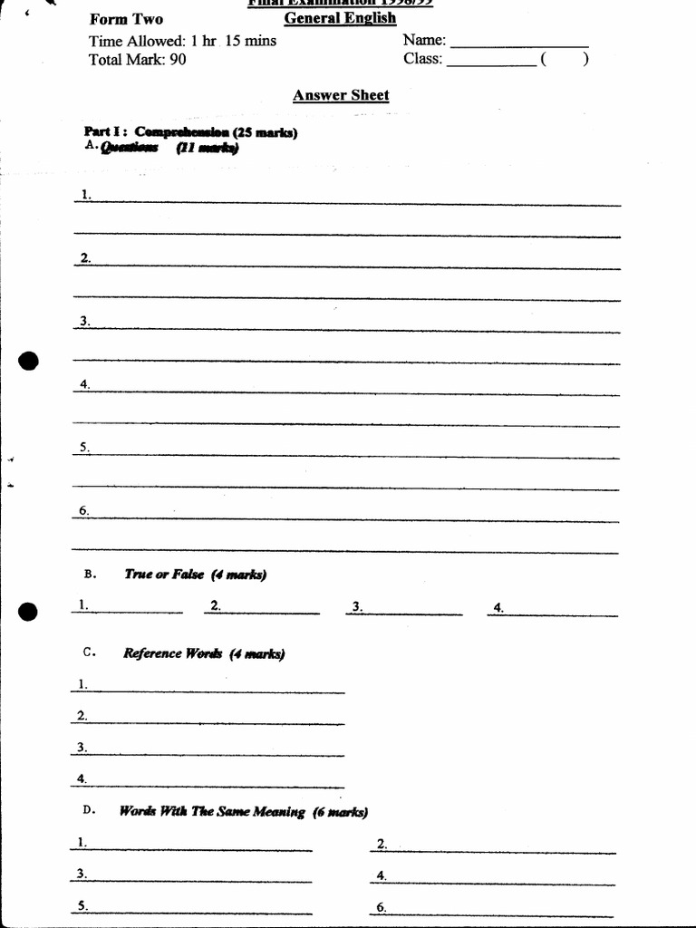 98-99 Ans. Sheet + Ans. Key | PDF