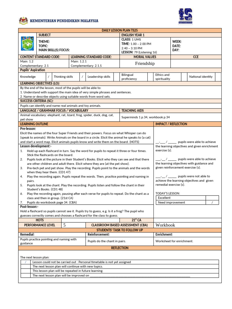 RPH Week 25 | PDF | Lesson Plan | Vocabulary