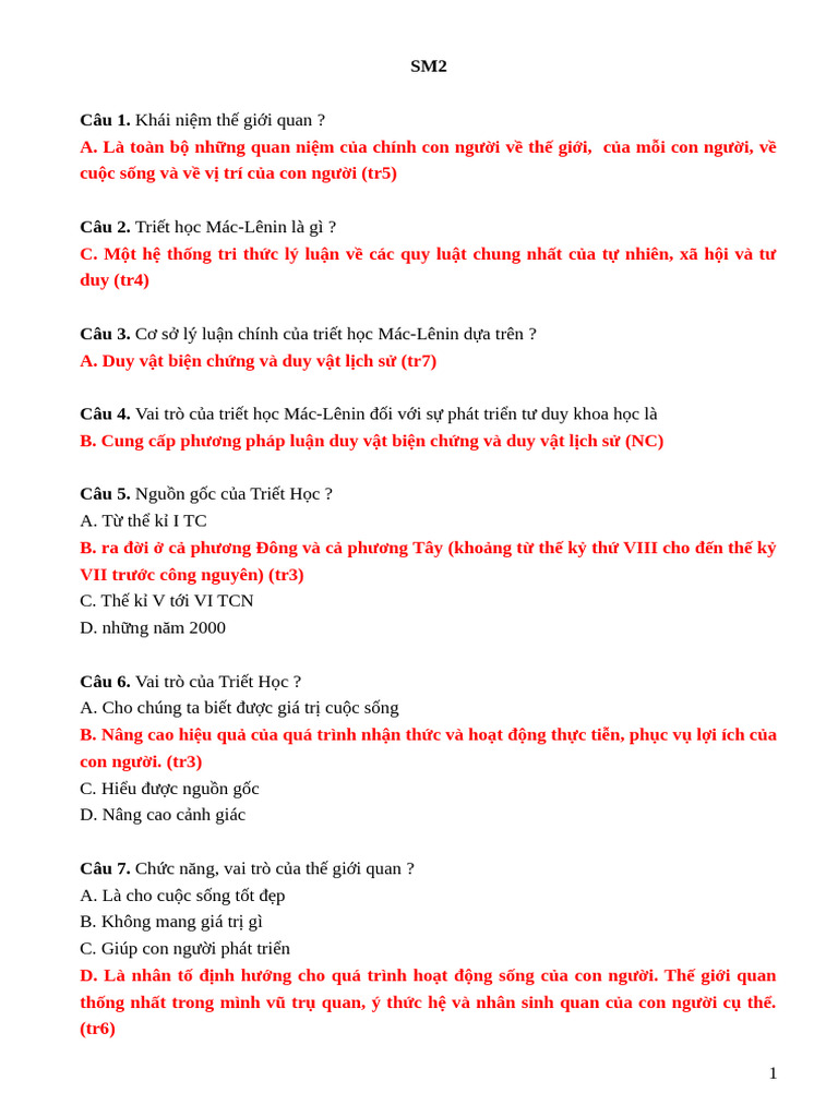SM2 Câu 1 | PDF