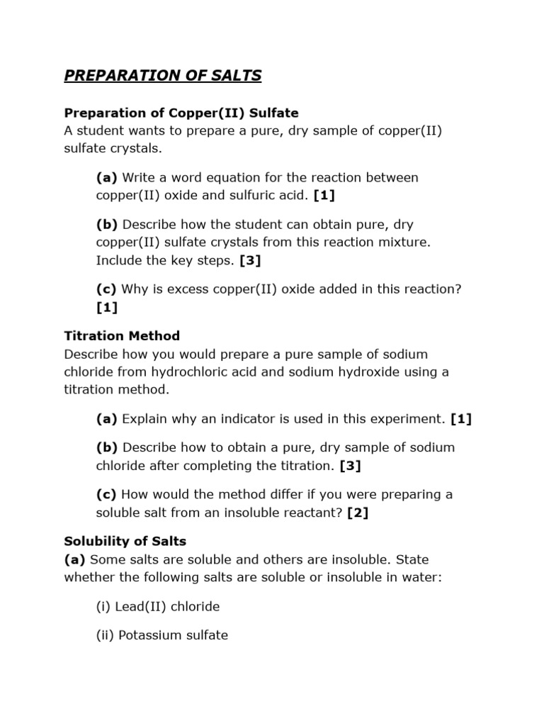 Preparation of Salts & Qualitative Analysis | PDF | Precipitation ...