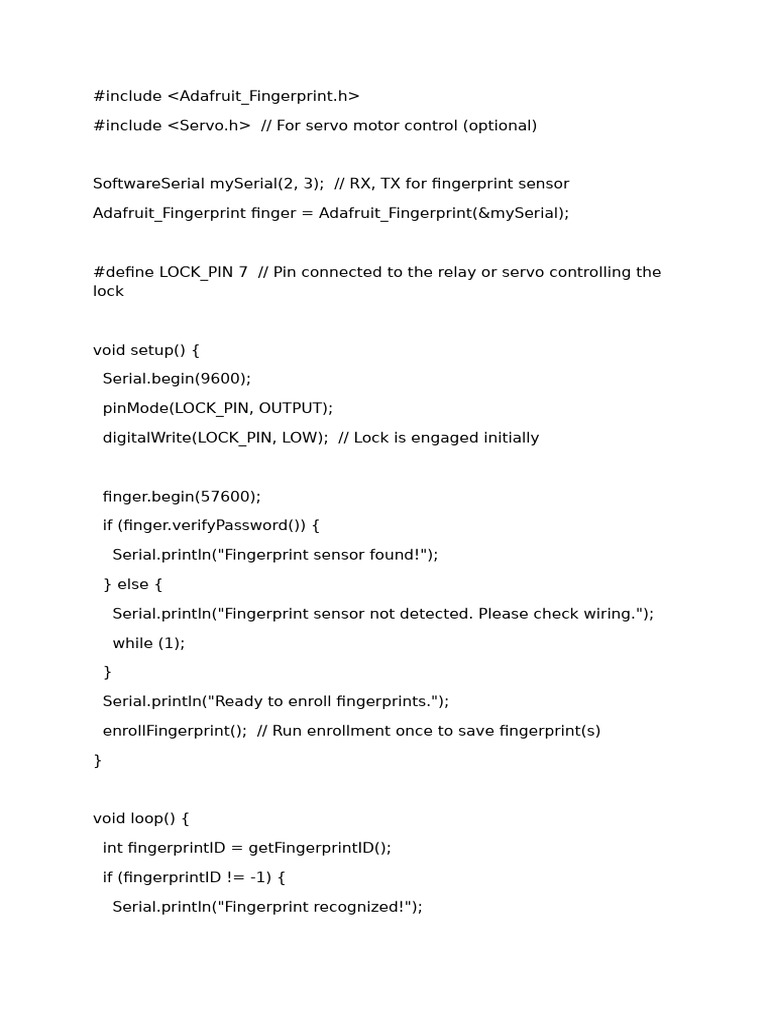 Door Fingerprint Code | PDF