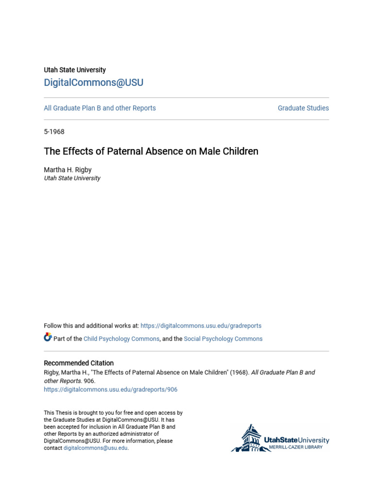 The Effects of Paternal Absence On Male Children | PDF | Aggression ...
