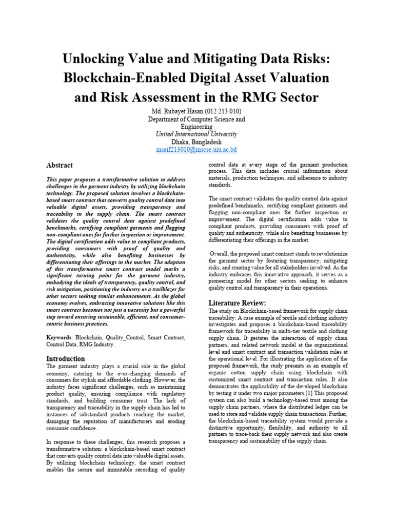 Unlocking Value and Mitigating Data Risks - Blockchain-Enabled Digital Asset Valuation and Risk ...