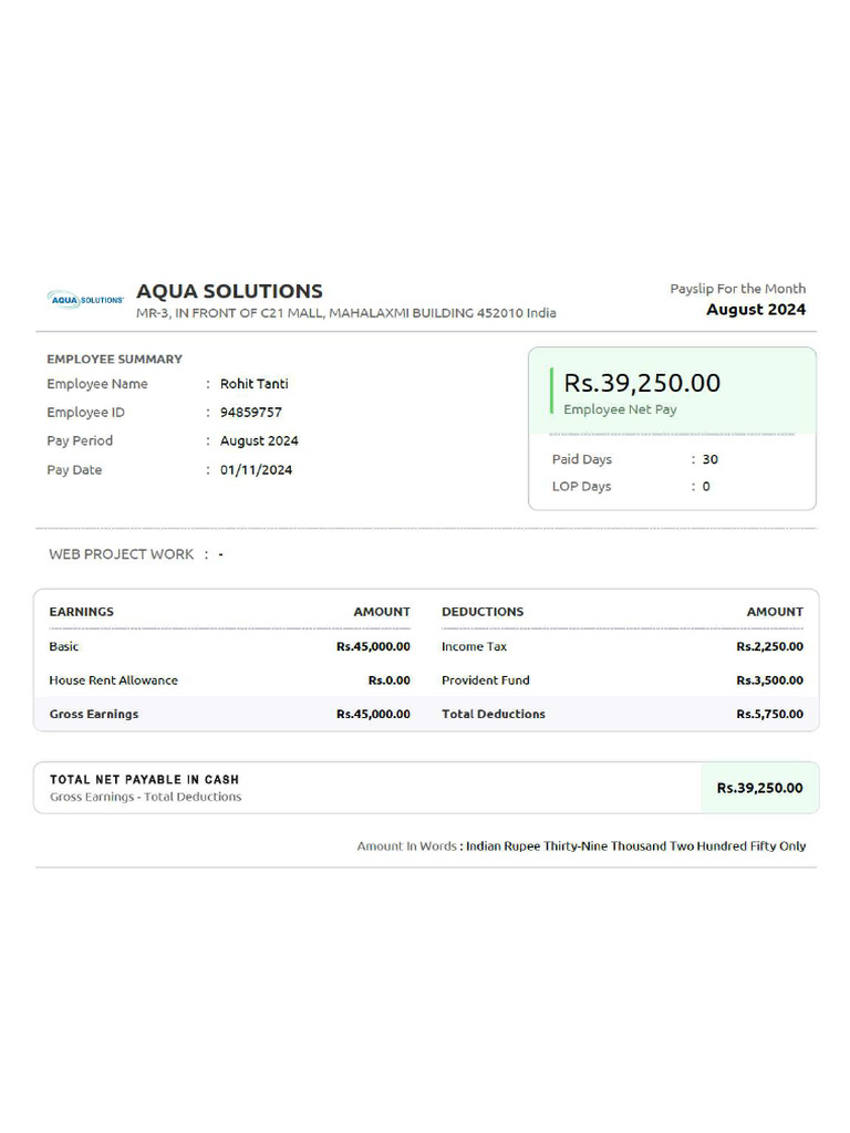 Pay Slip 1 | PDF