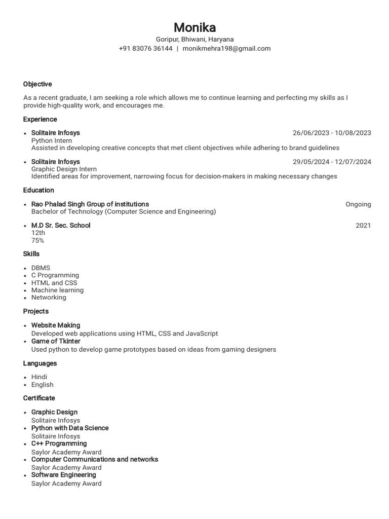 Monika Resume | PDF | Art