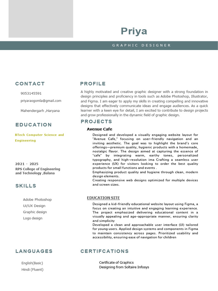 Priya Resume | PDF | Graphic Design | Design