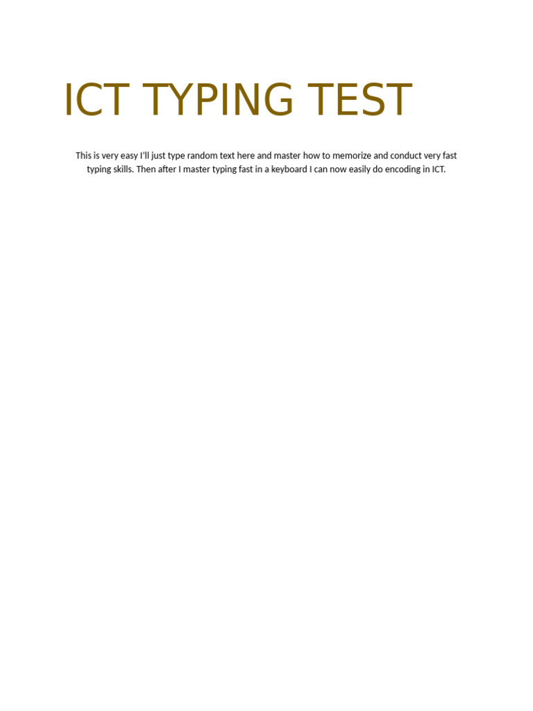 Ict Typing Test | PDF
