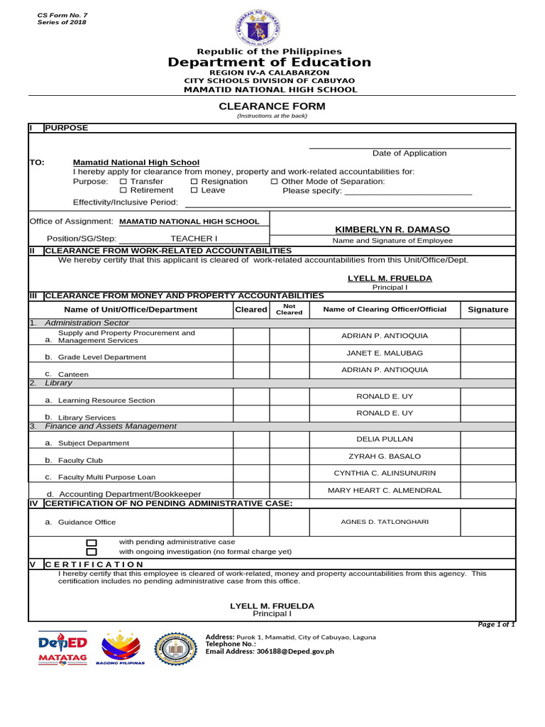 SCHOOL-CLEARANCE-FORM | PDF | Business