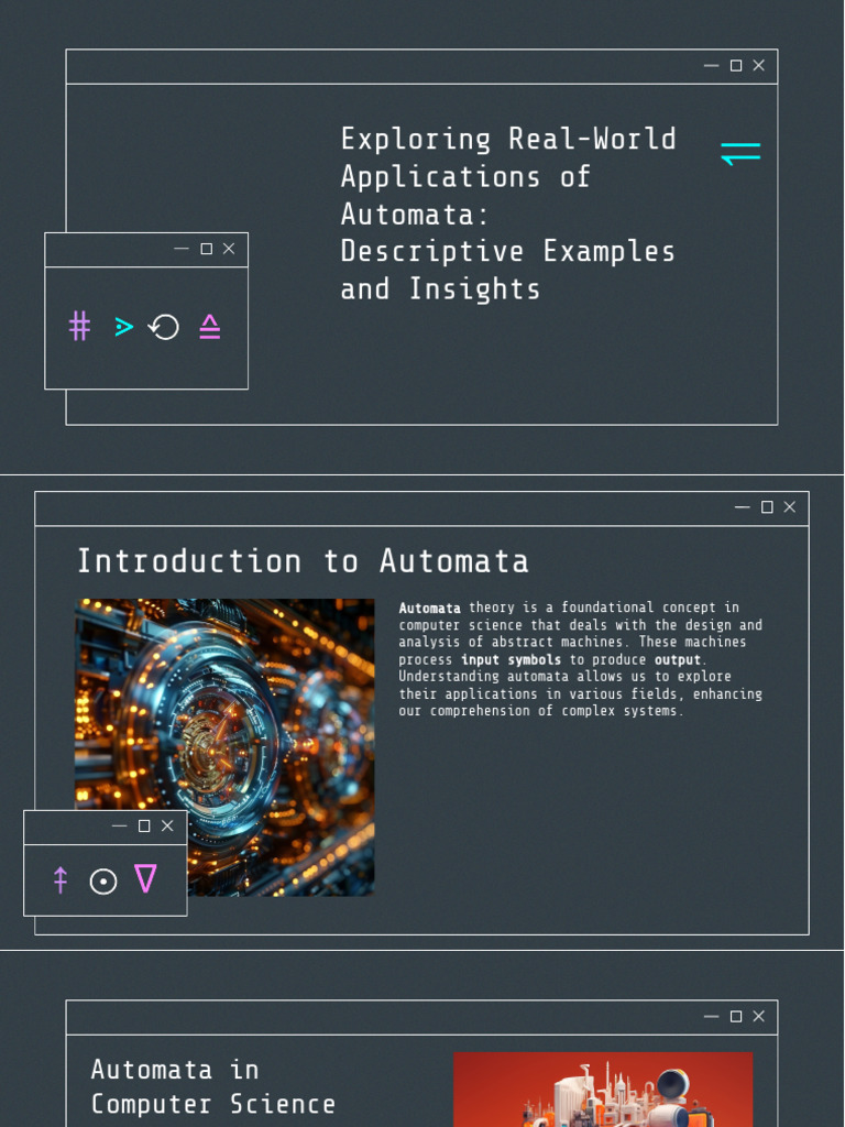 Slidesgo Exploring Real World Applications of Automata Descriptive Examples and Insights ...