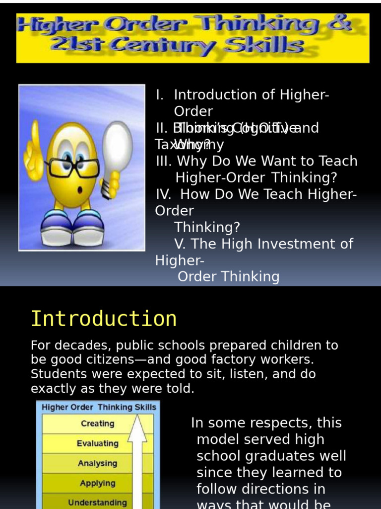 Teaching Higher-Order Thinking Skills | PDF | Thought | Critical Thinking