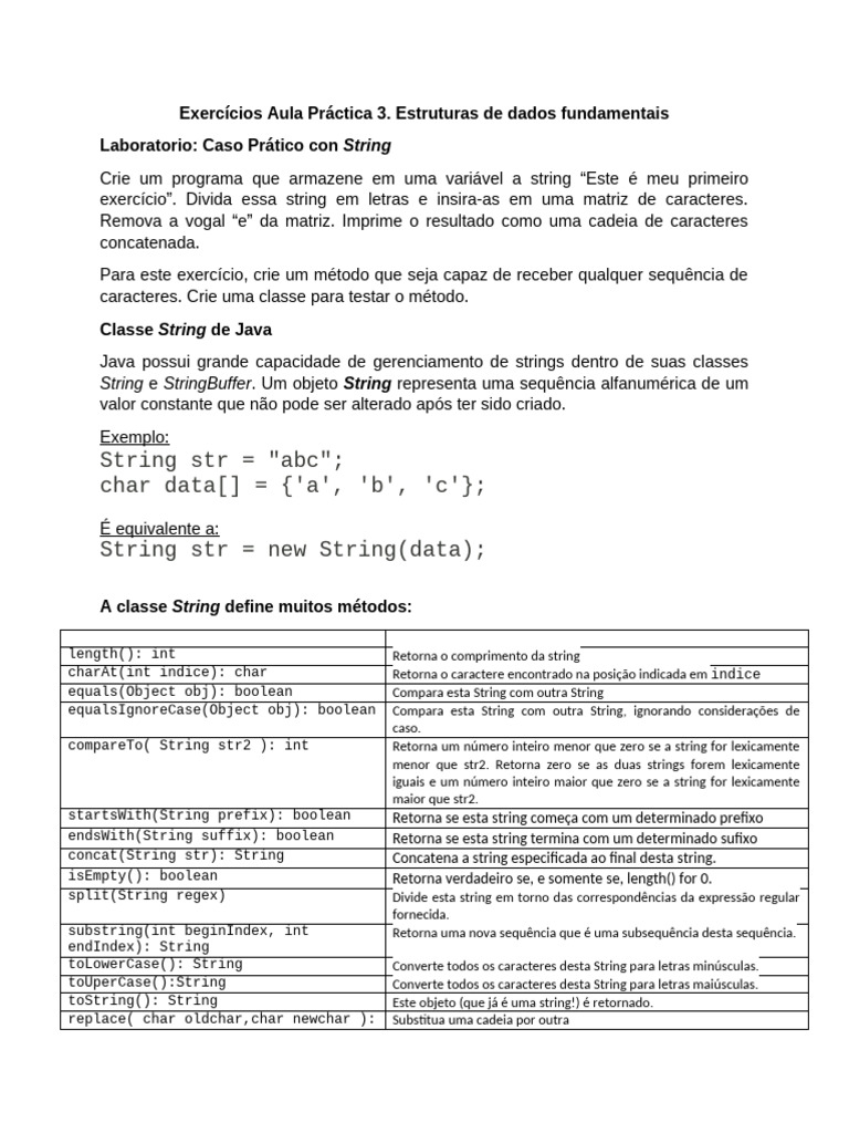 Exercícios Aula Práctica 3 Pdf String Ciência Da Computação 1516