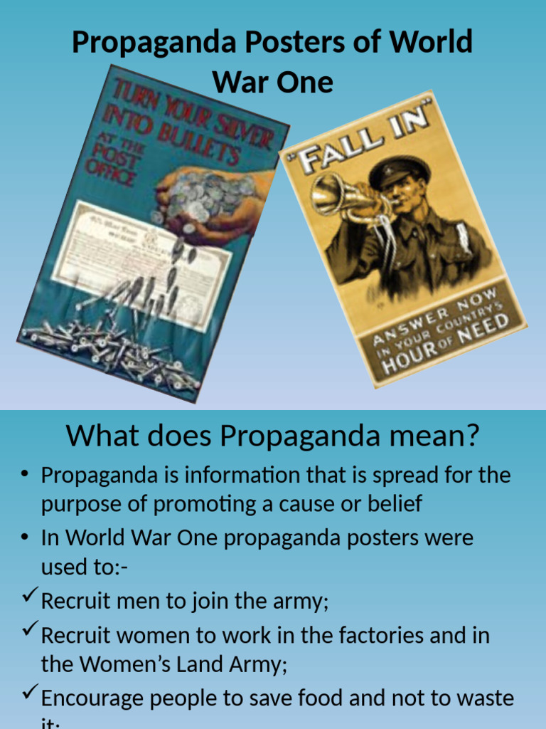 Propaganda Posters of World War One | PDF | Propaganda | World War I