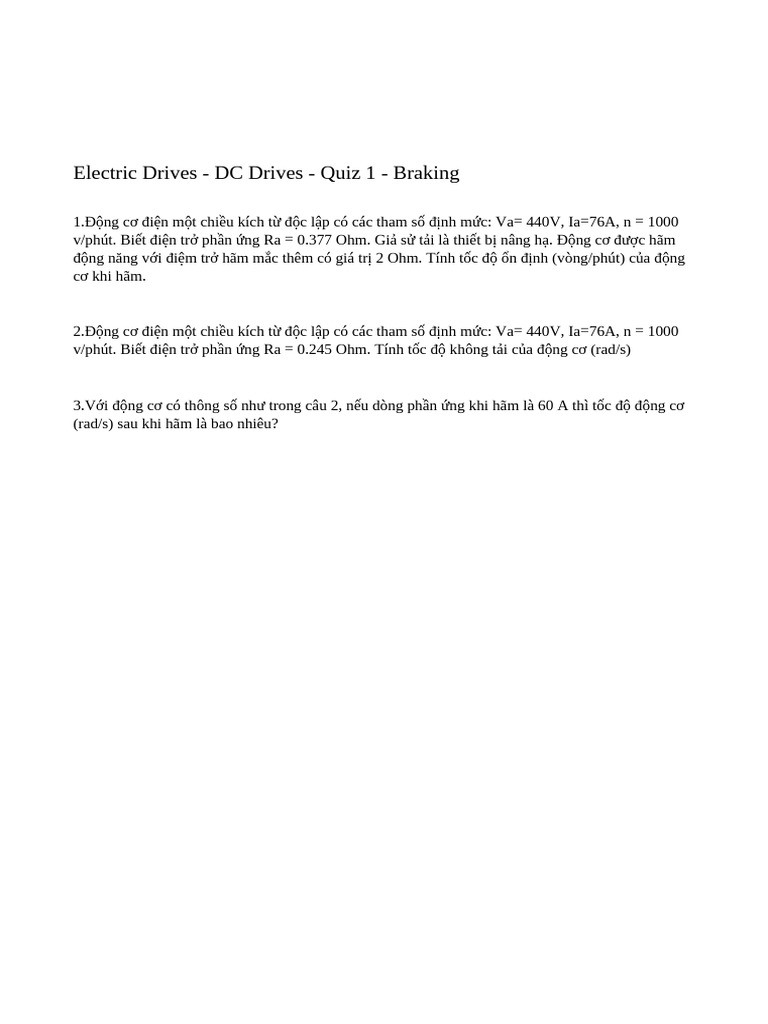 Quiz1 5 - Electric Drives | PDF