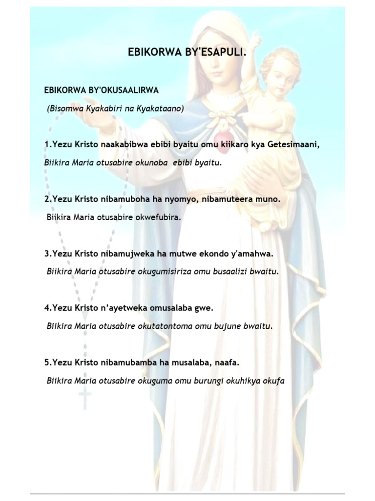 Ebikorwa Byesapuuli Namahaiso Ganyinaitwe Bikira Maria 1 | PDF