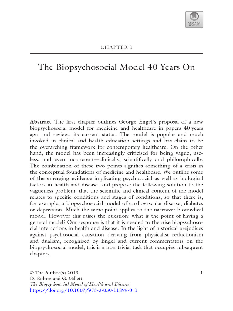 The Biopsychosocial Model 40 Years On | PDF | Health Care | Medicine