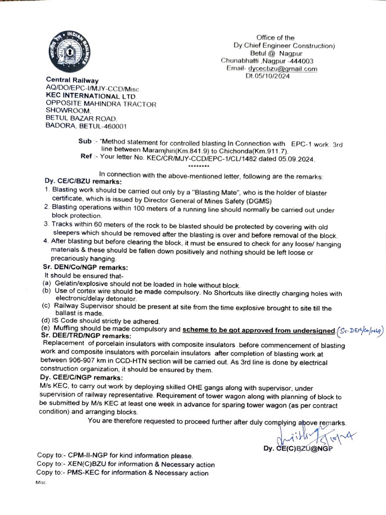 Controlled Blasting Method Statement | PDF | Technology & Engineering