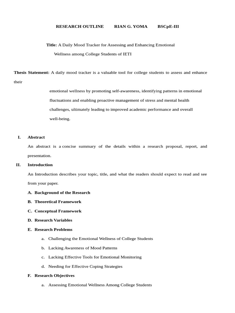 Outline x2 | PDF | Mood (Psychology) | Mental Health