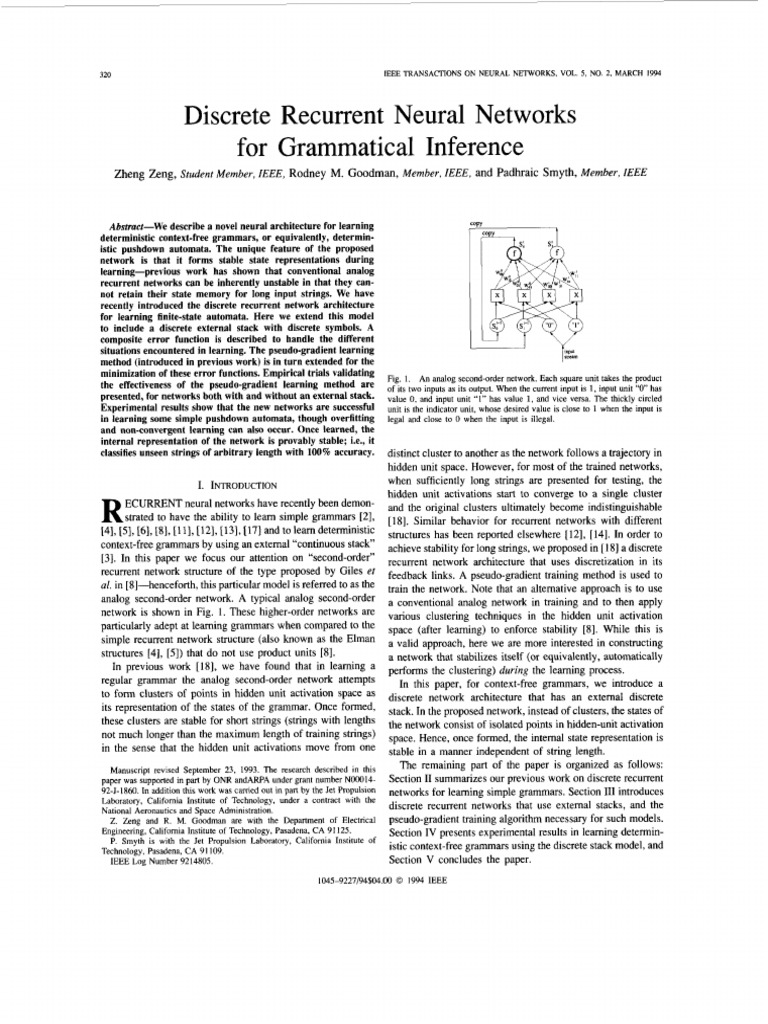 Discrete Recurrent Neural Networks For Grammatical Inference | PDF | Automata Theory | Applied ...