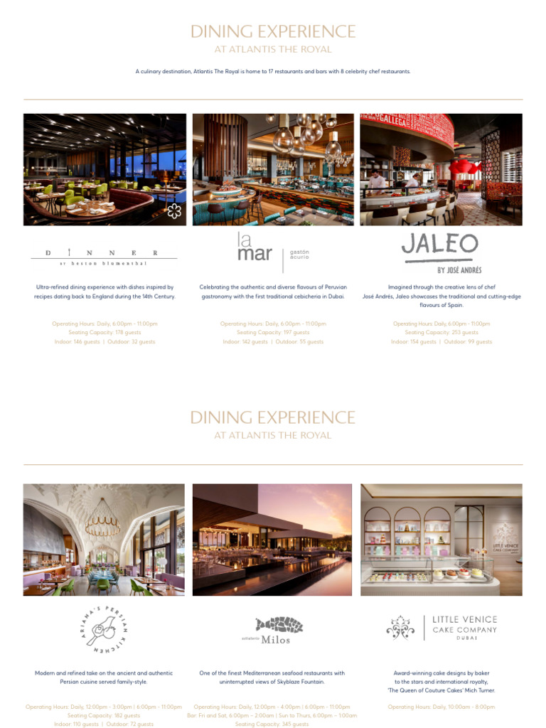 Atlantis Dinning Final | PDF | Restaurants | Cuisine