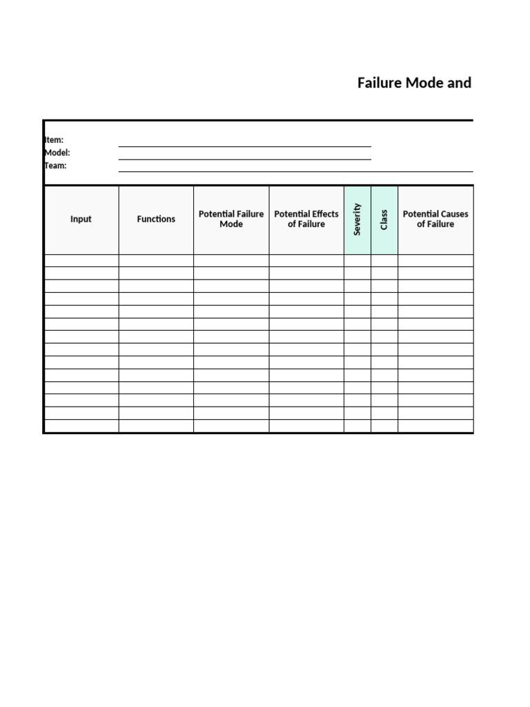 FMEA Template for Engineers | PDF | Systems Engineering | Reliability ...