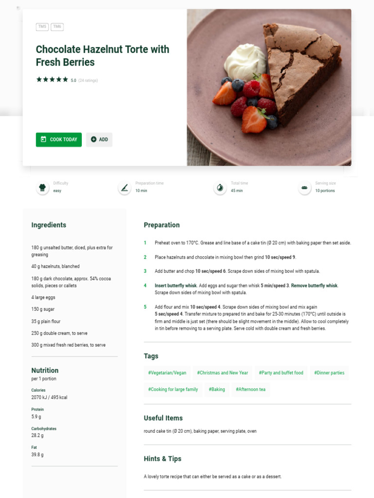 Chocolate Hazelnut Torte With Fresh Berries - Cookidoo® - The Official ...