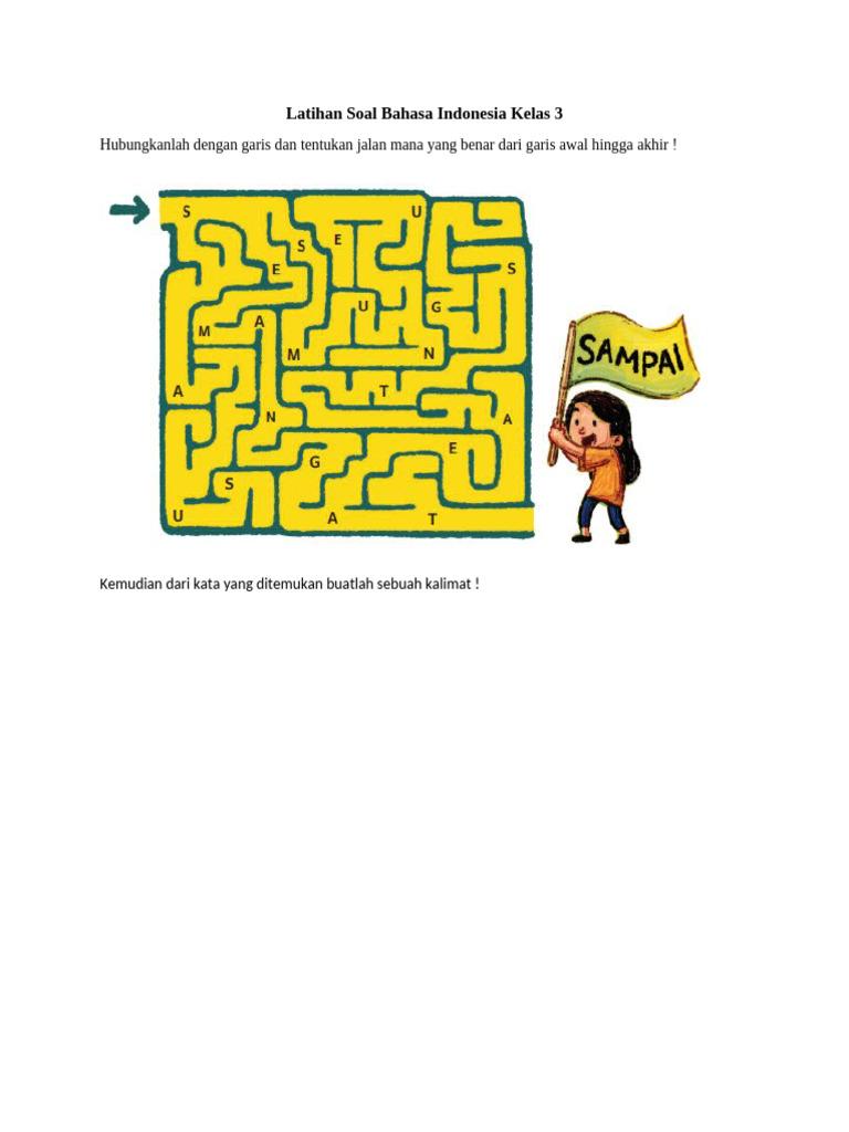 Latihan Soal Bahasa Indonesia Kelas 3 - Labirin | PDF | Seni & Disiplin Bahasa