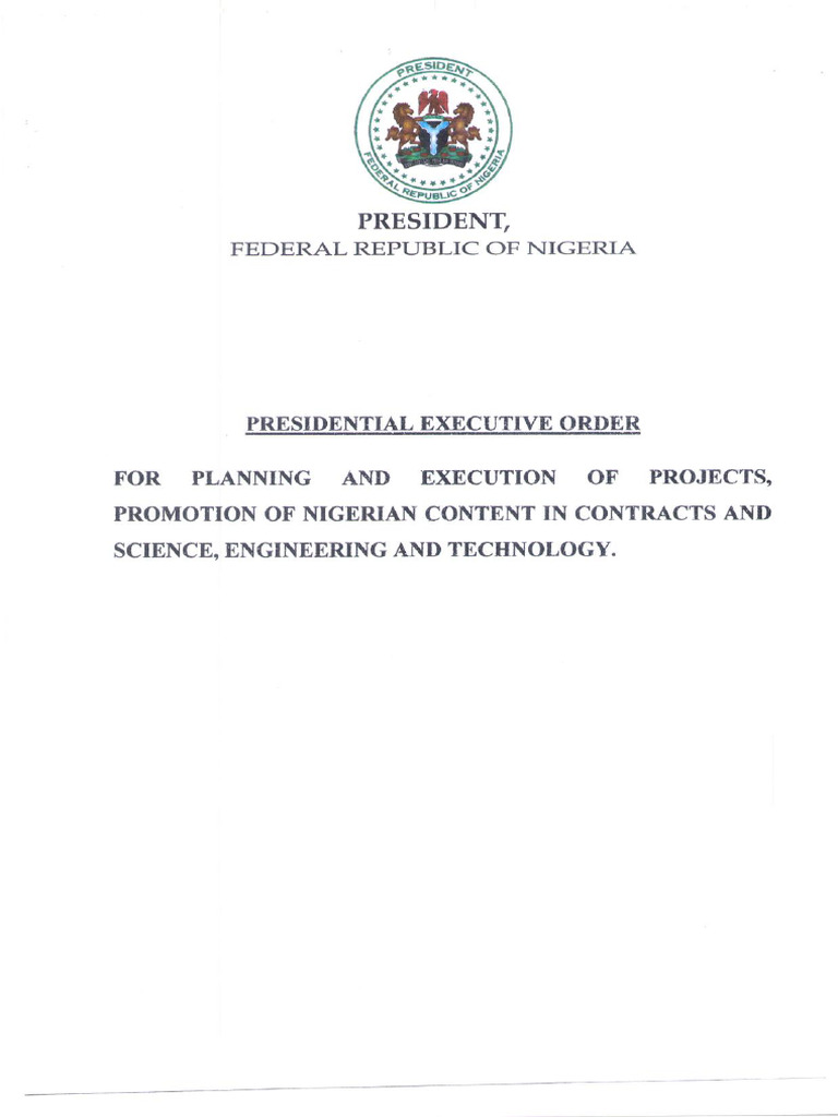 Pres. Executive Order Nigerian Local Content | PDF