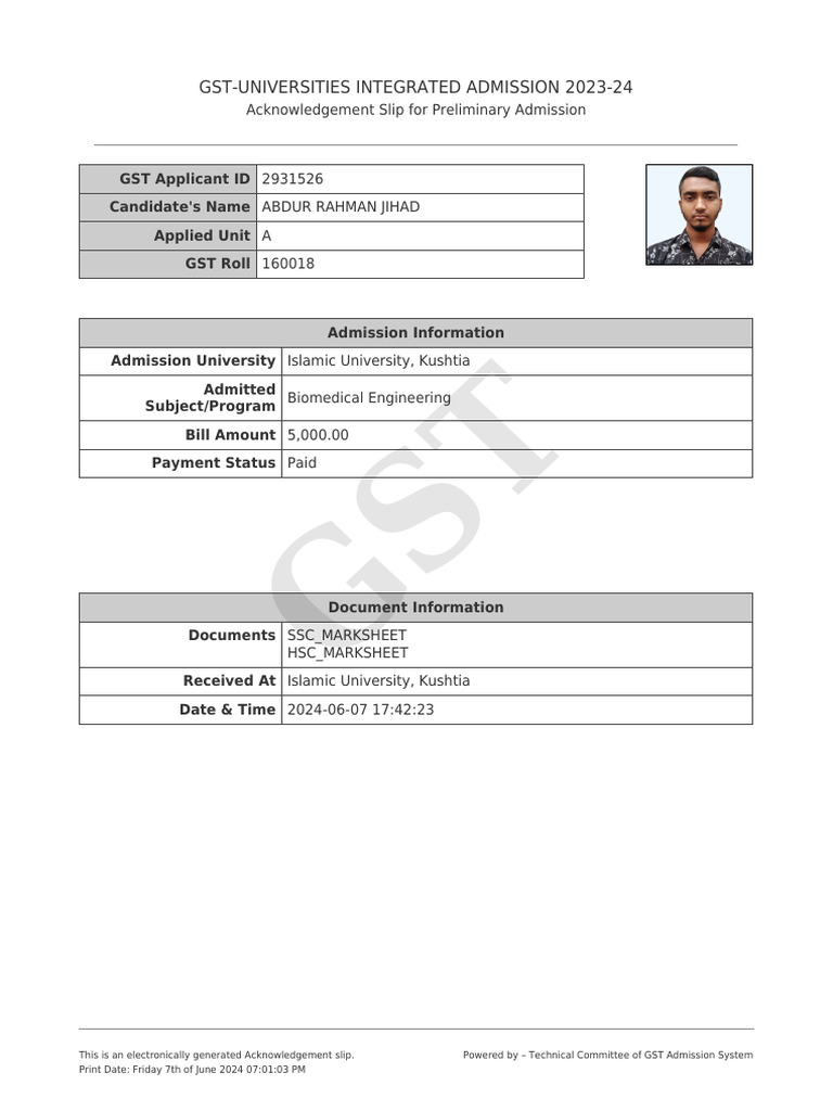 Acknowledgement Slip-160018 | PDF