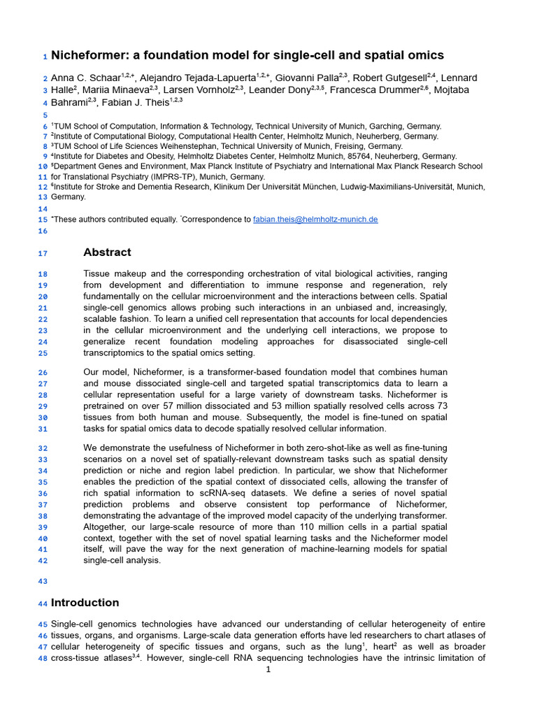 Nicheformer - A Foundation Model For Single-Cell and Spatial Omics ...