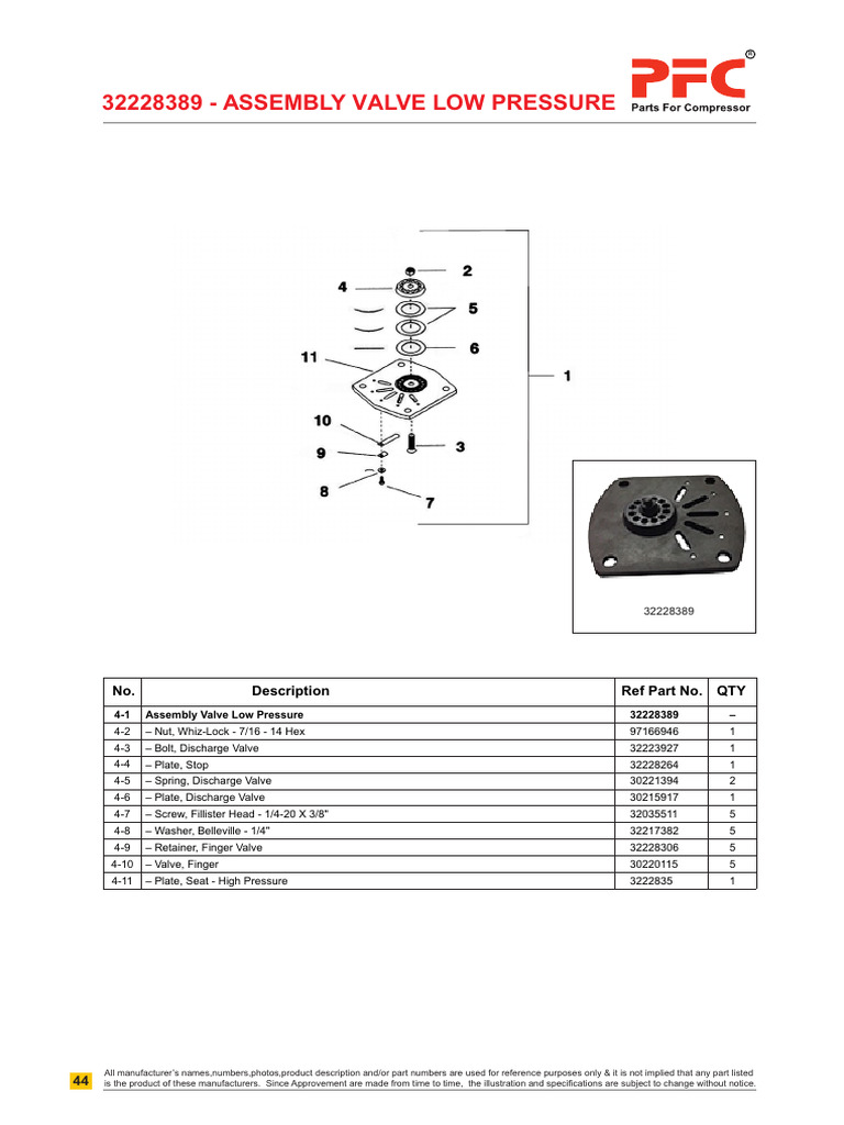Low Pressure Valve Assembly Parts List | PDF | Valve | Screw