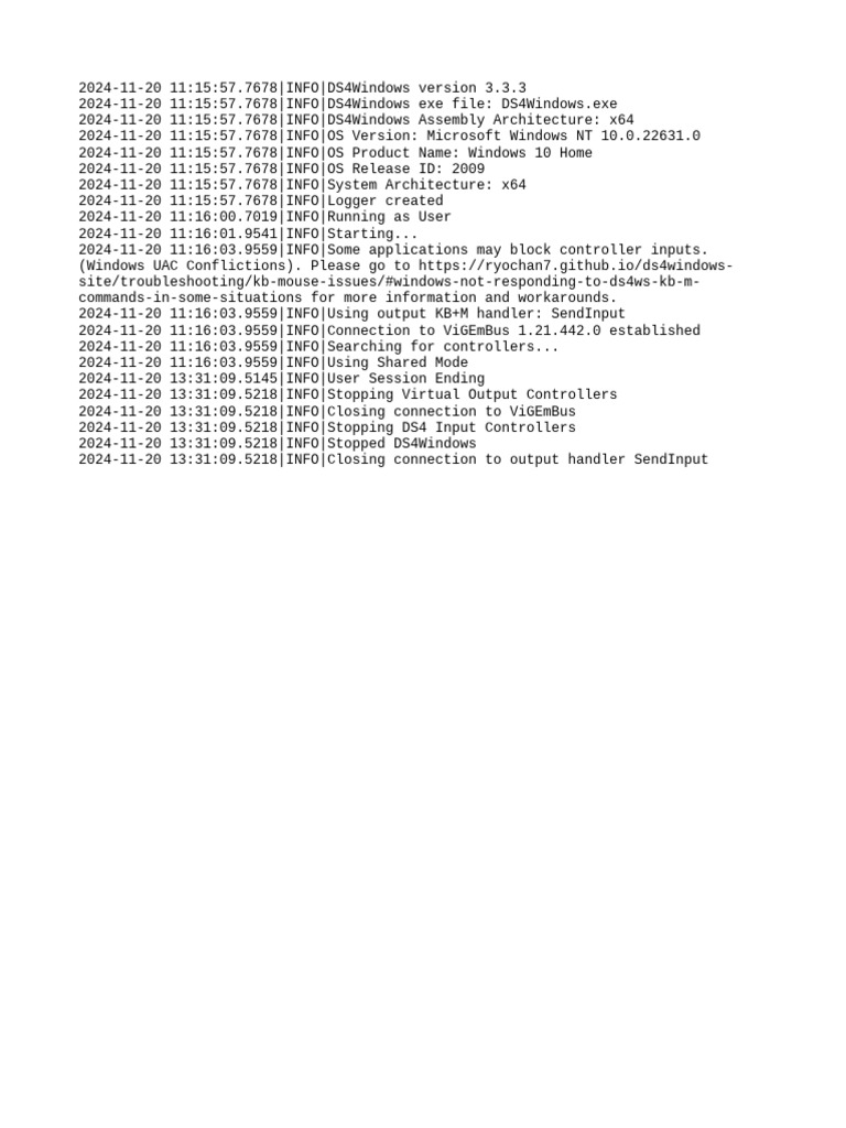 Ds4windows Log 20241120.0 | PDF