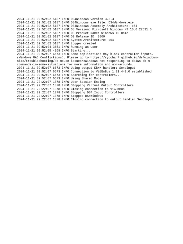 Ds4windows Log 20241121.0 | PDF