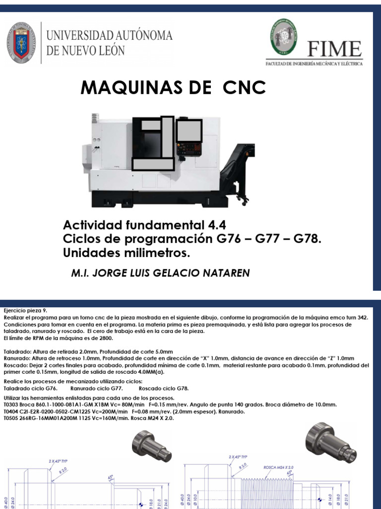 Programación CNC: Ciclos G76-G78 en Torno | PDF | Perforar | Procesos ...