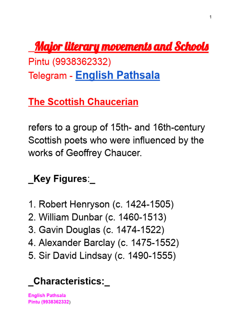 Scottish Literary Movements Overview | PDF | Critical Theory ...
