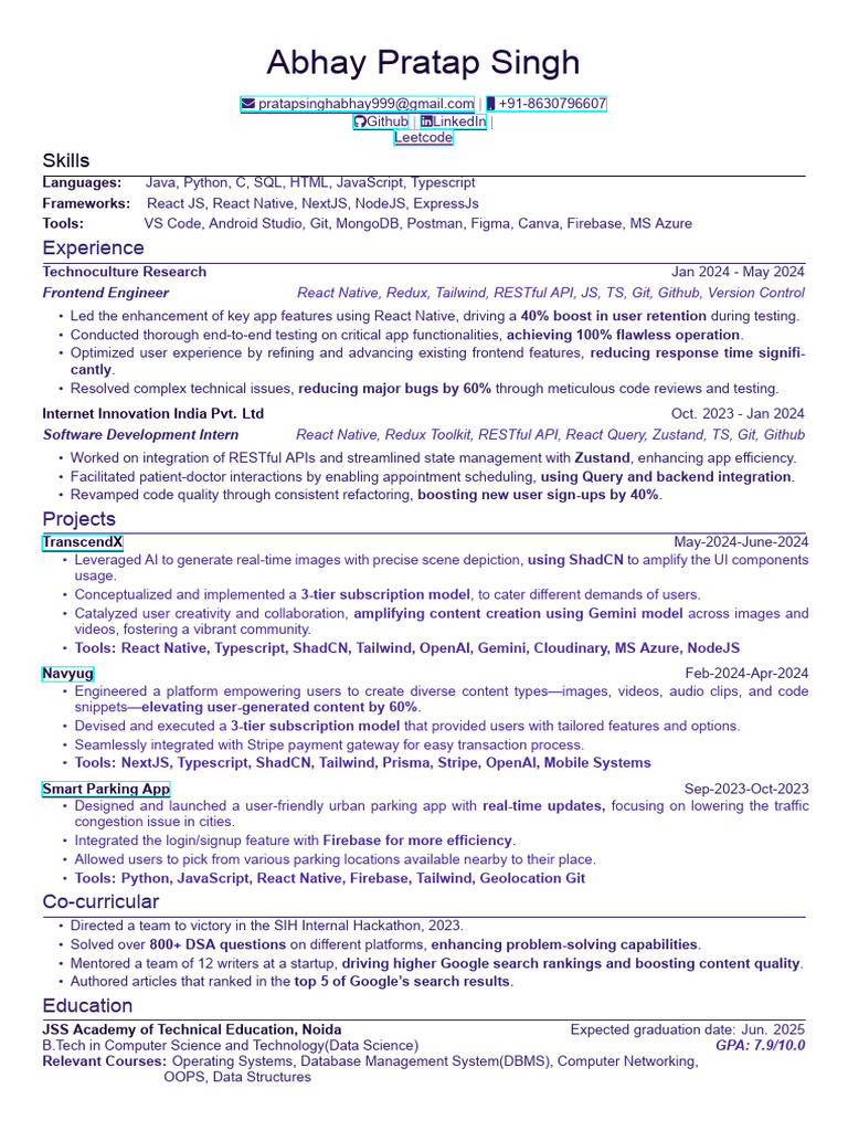 Dev Resume Pdf Computing Software
