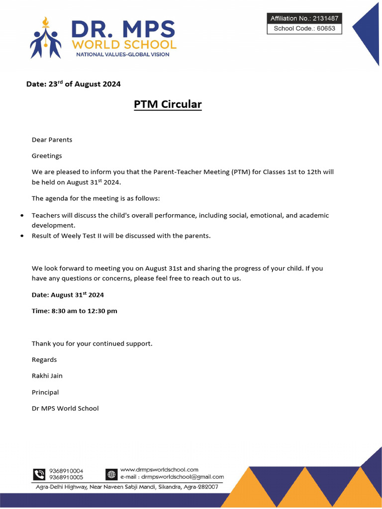 PTM Circular Classes I To XII | PDF
